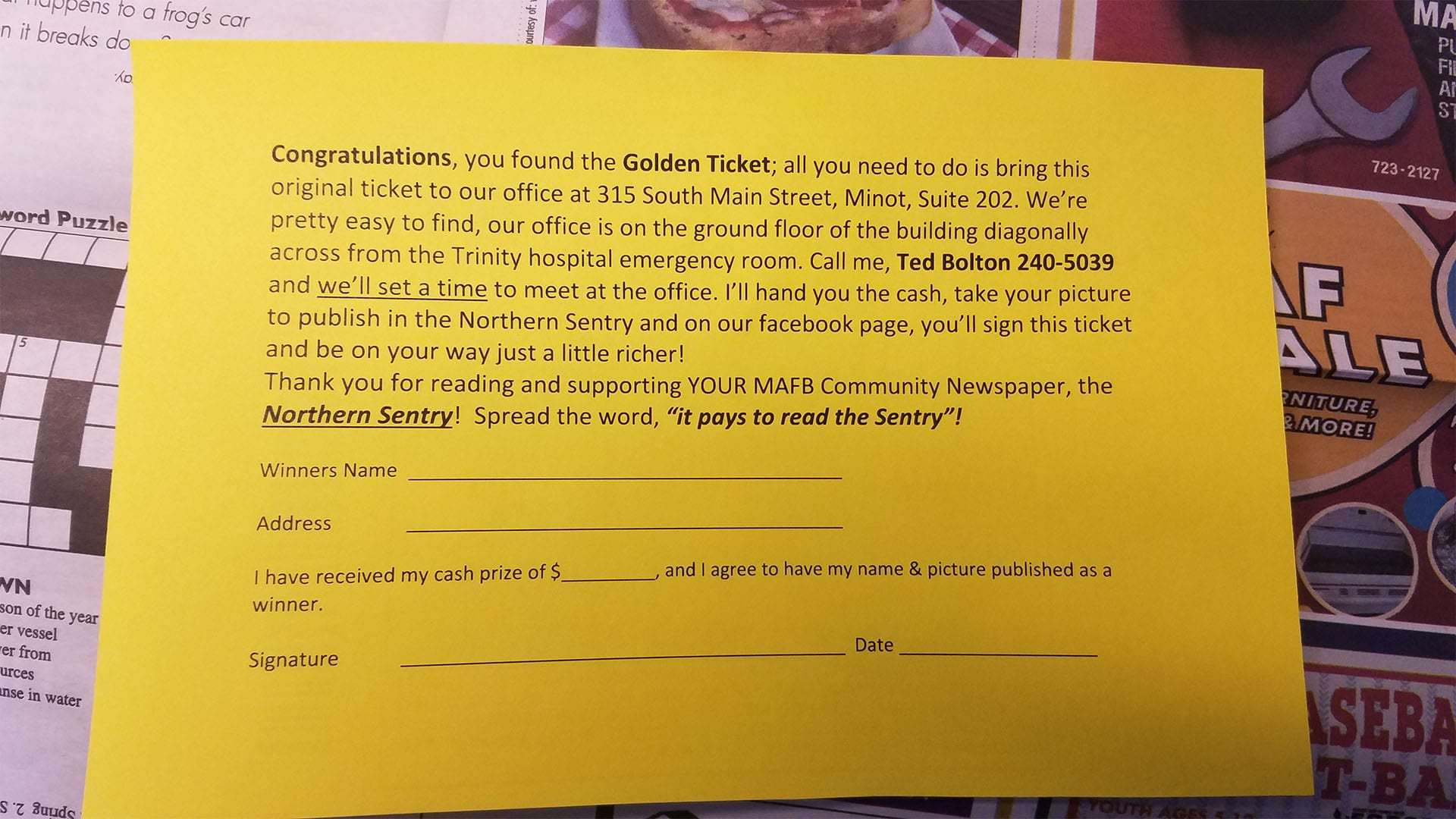 Golden Ticket – Northern Sentry